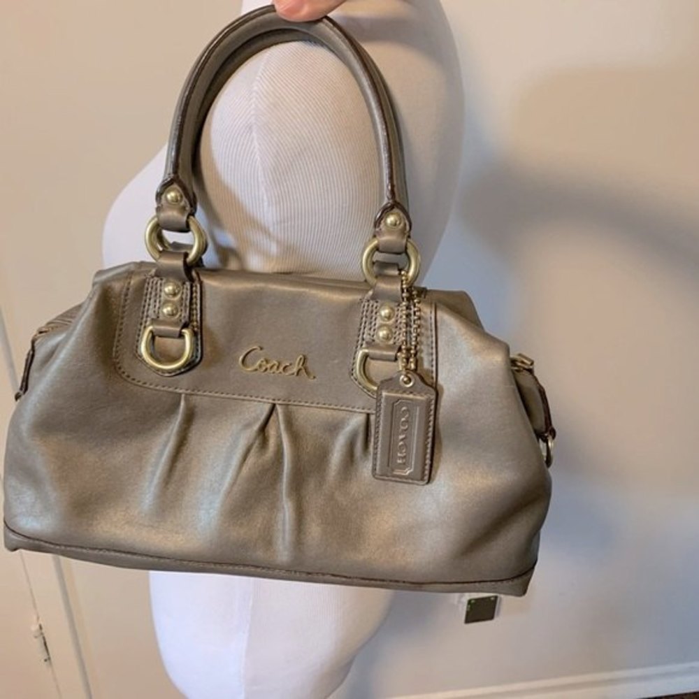 Coach Ashley Satchel In Metallic Taupe - Gem